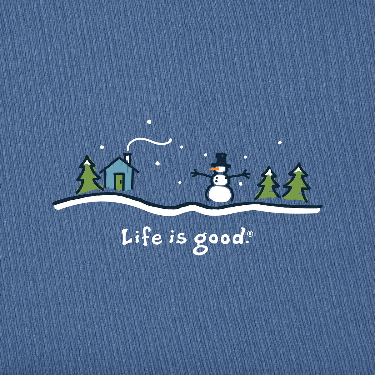 Life is Good. Women's Snowman Cabin Landscape Long Sleeve Crusher Vee ...