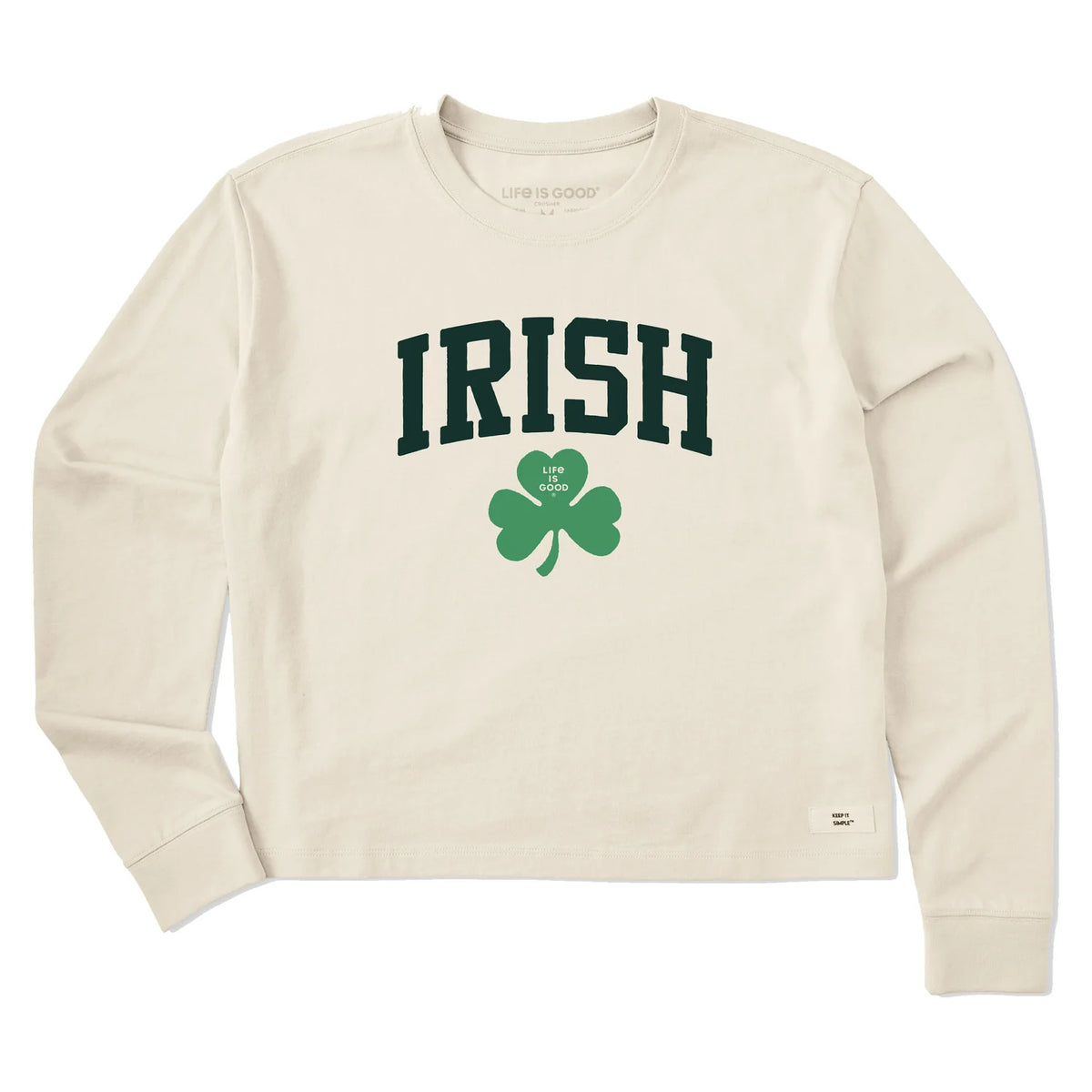 Life is Good Women's Irish Clover Long Sleeve Crusher Boxy Tee, Putty ...