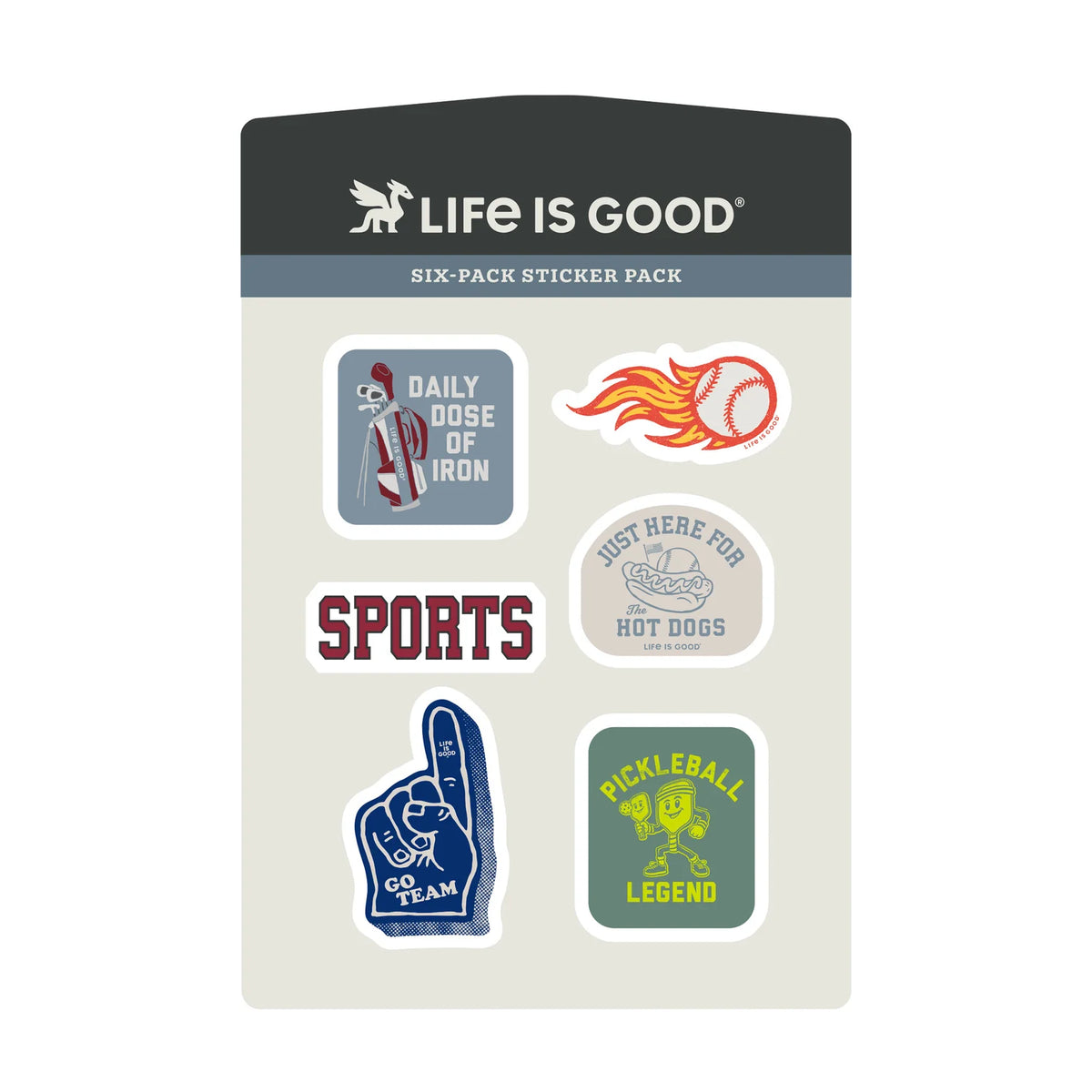 Life is Good. Sports Six-Pack Sticker Pack, Multi – Jakesgoodnewport